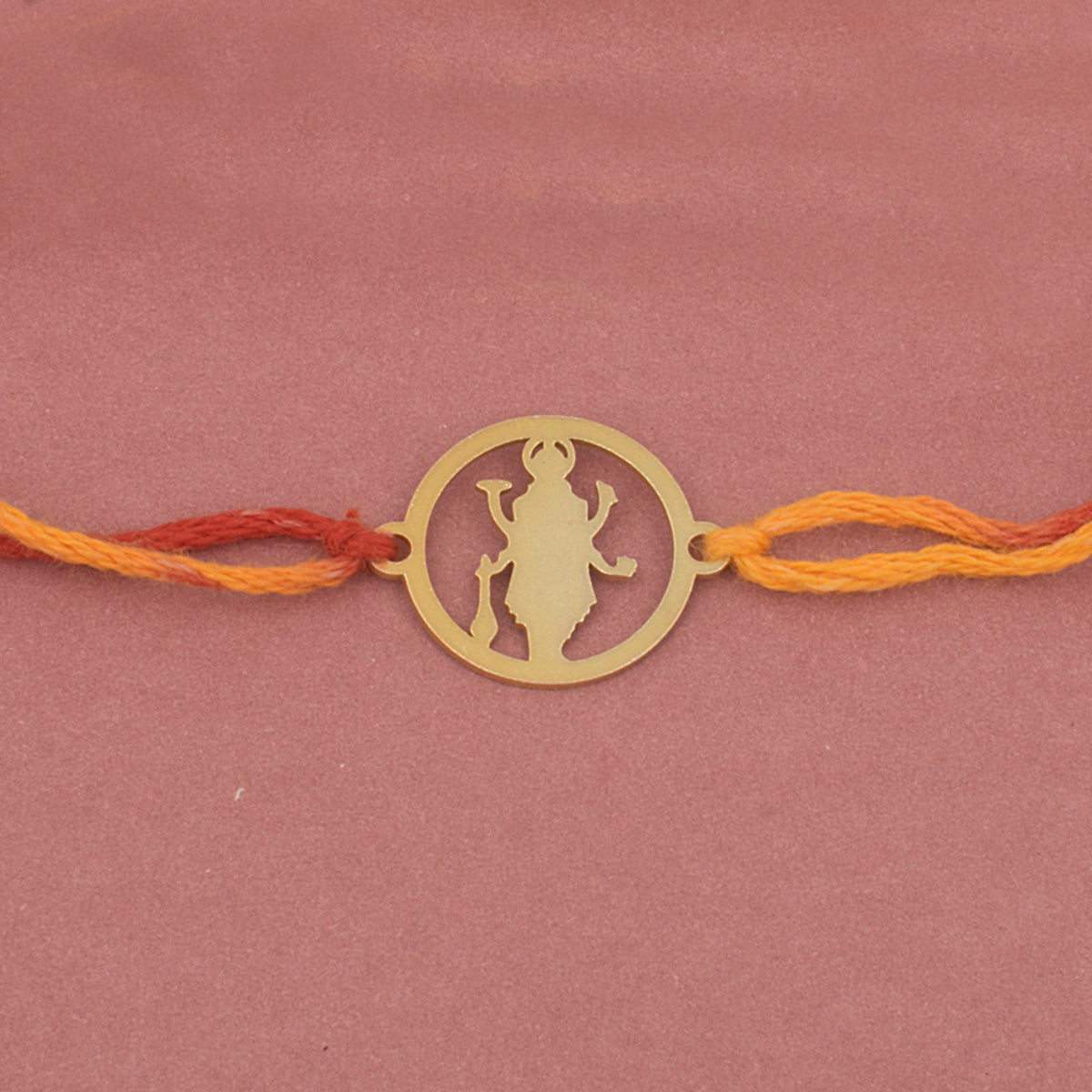 Silver Laser Cut Gold Plated Maa Durga Rakhi – LBV