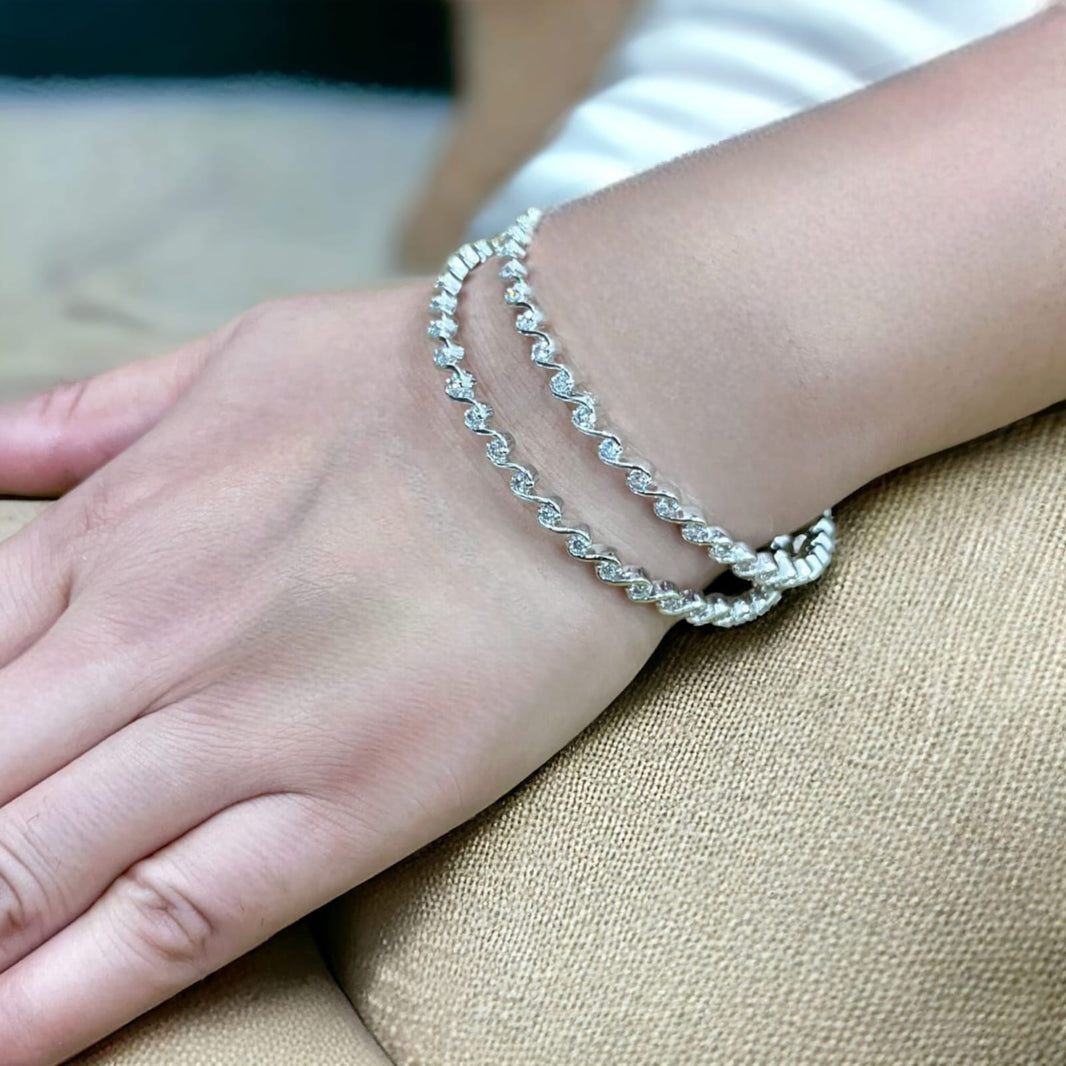 925 Sterling Silver Swarovski Bangles For Women And Girls – LBV